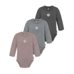 Normani Outdoor Sports 3er Pack Baby Merino Langarmbody Tuai in Anthrazit/Grau/Rosa | Gr.: 92