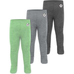 Normani Outdoor Sports 3er Pack Baby Merino Unterhose mit F&uuml;&szlig;en in Anthrazit/Grau/Gr&uuml;n | Gr.: 92