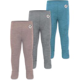 Normani Outdoor Sports 3er Pack Baby Merino Unterhose mit F&uuml;&szlig;en in Blau/Grau/Rosa | Gr.: 92