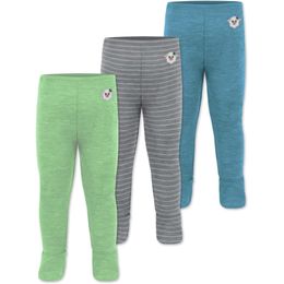 Normani Outdoor Sports 3er Pack Baby Merino Unterhose mit F&uuml;&szlig;en in Blau/Grau/Gr&uuml;n | Gr.: 74