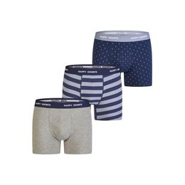 Happy Shorts 3er-Set: Boxershorts in Dunkelblau/ Grau | Gr.: XL