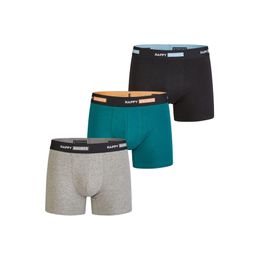 Happy Shorts 3er-Set: Boxershorts in Dunkelblau/ Gr&uuml;n/ Grau | Gr.: M