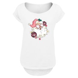 F4NT4STIC Long Cut T-Shirt Pink Retro Disco Santa Weihnachten in wei&szlig; | Gr.: S