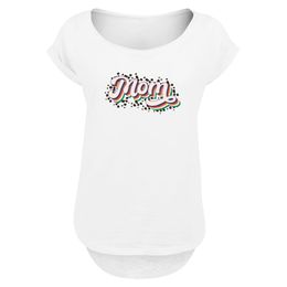 F4NT4STIC Long Cut T-Shirt Mothers Day Tribute with Playful Mom Lettering in Rainbow Design in wei&szlig; | Gr.: S