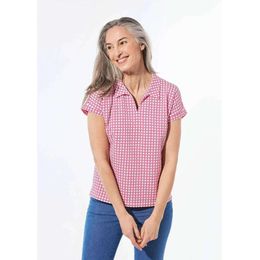 GOLDNER Jersey-Poloshirt &auml;rmellos Jacquard in pink / wei&szlig; / gemustert | Gr.: 54