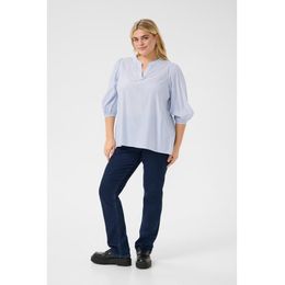 Kaffe curve Langarm-Bluse KCmilana Regular fit in Blue/White Stripe | Gr.: 54