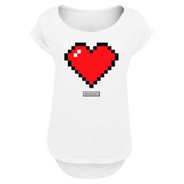 F4NT4STIC Long Cut T-Shirt Pixel Herz Good Vibes Happy People in weiß | Gr.: S