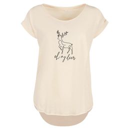 F4NT4STIC Long Cut T-Shirt Winter Christmas Deer in Whitesand | Gr.: S