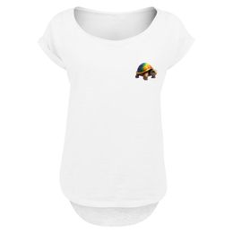 F4NT4STIC Long Cut T-Shirt Rainbow Turtle LONG TEE in wei&szlig; | Gr.: S