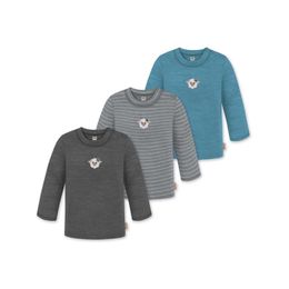 Normani Outdoor Sports 3er Pack Baby Merino Longsleeve Taupo in Blau/Grau/Anthrazit | Gr.: 74/80