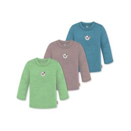 Normani Outdoor Sports 3er Pack Baby Merino Longsleeve Taupo in Blau/Rosa/Gr&uuml;n | Gr.: 74/80