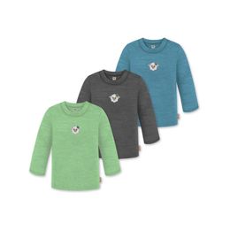 Normani Outdoor Sports 3er Pack Baby Merino Longsleeve Taupo in Blau/Anthrazit/Gr&uuml;n | Gr.: 74/80