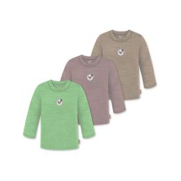 Normani Outdoor Sports 3er Pack Baby Merino Longsleeve Taupo in Beige/Rosa/Gr&uuml;n | Gr.: 74/80