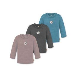 Normani Outdoor Sports 3er Pack Baby Merino Longsleeve Taupo in Blau/Anthrazit/Rosa | Gr.: 62/68
