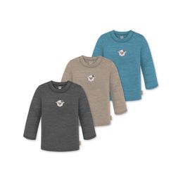 Normani Outdoor Sports 3er Pack Baby Merino Longsleeve Taupo in Blau/Beige/Anthrazit | Gr.: 86/92