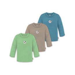 Normani Outdoor Sports 3er Pack Baby Merino Longsleeve Taupo in Blau/Beige/Gr&uuml;n | Gr.: 110/116
