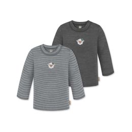 Normani Outdoor Sports 2er Pack Baby Merino Longsleeve Taupo in Grau/Anthrazit | Gr.: 110/116