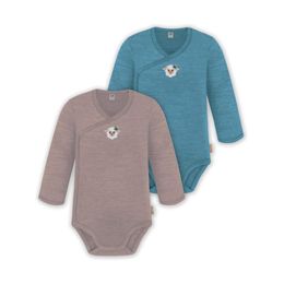 Normani Outdoor Sports 2er Set Unisex Baby Wickelbody Langarm-Strampler in Rosa/Blau | Gr.: 80