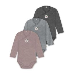 Normani Outdoor Sports 3er Set Baby-Body Wickelbody Toddler-Bodysuit in Anthrazit/Grau/Rosa | Gr.: 80