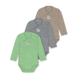 Normani Outdoor Sports 3er Set Baby-Body Wickelbody Toddler-Bodysuit in Beige/Grau/Gr&uuml;n | Gr.: 86
