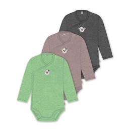Normani Outdoor Sports 3er Set Baby-Body Wickelbody Toddler-Bodysuit in Anthrazit/Rosa/Gr&uuml;n | Gr.: 74