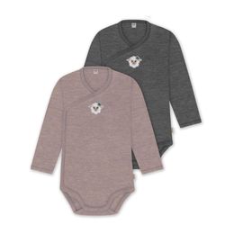 Normani Outdoor Sports 2er Pack Bio Baby-Body Langarm Wickelbody in Rosa/Anthrazit | Gr.: 68