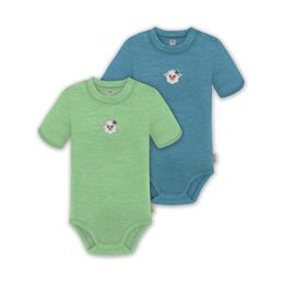 Normani Outdoor Sports 2er Set Doppelpack Baby Merino Body in Gr&uuml;n/Blau | Gr.: 74