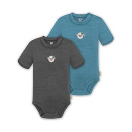 Normani Outdoor Sports 2er Set Doppelpack Baby Merino Body in Blau/Anthrazit | Gr.: 62