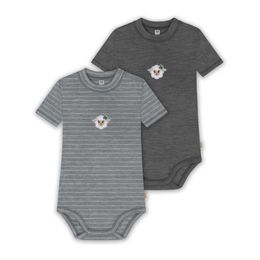 Normani Outdoor Sports 2x Baby Merino Kurzarmbody in Grau/Anthrazit | Gr.: 80