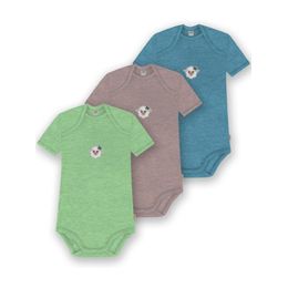 Normani Outdoor Sports 3er Set Baby Merino Body Kurzarm Tauranga in Blau/Rosa/Gr&uuml;n | Gr.: 92