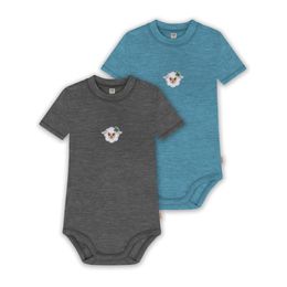 Normani Outdoor Sports 2x Baby Merino Kurzarmbody in Blau/Anthrazit | Gr.: 74