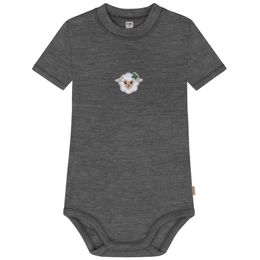 Normani Outdoor Sports Baby Kurzarm Body - 100% Bio-Merinowolle in Anthrazit | Gr.: 80