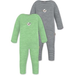 Normani Outdoor Sports 2er Pack Baby Merino Strampler Tangoio in Grau/Gr&uuml;n | Gr.: 56