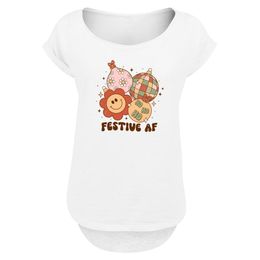 F4NT4STIC Long Cut T-Shirt Festive AF Weihnachten Tree Balls in wei&szlig; | Gr.: S