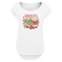 F4NT4STIC Long Cut T-Shirt Merry Weihnachten Cozy And Cute in wei&szlig; | Gr.: S