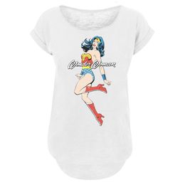 F4NT4STIC Long Cut T-Shirt DC Comics Wonder Woman Jump in wei&szlig; | Gr.: S