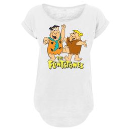 F4NT4STIC Long Cut T-Shirt Die Familie Feuerstein Fred And Barney in weiß | Gr.: S