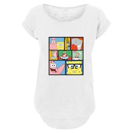F4NT4STIC Long Cut T-Shirt 'Spongebob Schwammkopf Collage' in wei&szlig; | Gr.: S