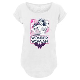 F4NT4STIC Long Cut T-Shirt DC Comics Wonder Woman Pink Action' in wei&szlig; | Gr.: S