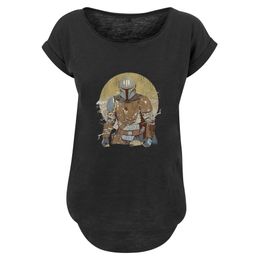 F4NT4STIC Long Cut T-Shirt Star Wars Mandalorian Distressed Warrior in schwarz | Gr.: XL