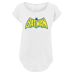 F4NT4STIC Long Cut T-Shirt DC Comics Superhelden Batman Crackle Logo in wei&szlig; | Gr.: XXL