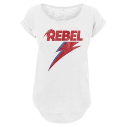 F4NT4STIC Long Cut T-Shirt David Bowie Distressed Rebel in wei&szlig; | Gr.: S