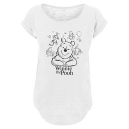 F4NT4STIC Long Cut T-Shirt Winnie Puuh Der Bär Collage Sketch in weiß | Gr.: S