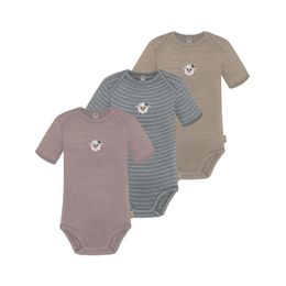 Normani Outdoor Sports 3er Set Baby Merino Body Kurzarm Tauranga in Beige/Grau/Rosa | Gr.: 86