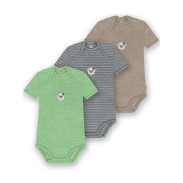 Normani Outdoor Sports 3er Set Baby Merino Body Kurzarm Tauranga in Beige/Grau/Gr&uuml;n | Gr.: 74