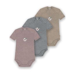Normani Outdoor Sports 3er Set Baby Merino Body Kurzarm Tauranga in Beige/Grau/Rosa | Gr.: 56