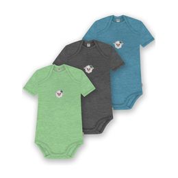 Normani Outdoor Sports 3er Set Baby Merino Body Kurzarm Tauranga in Blau/Anthrazit/Gr&uuml;n | Gr.: 92
