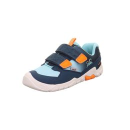Superfit Barfu&szlig; Leder-Sneakers "Trace" in Dunkelblau/ Hellblau | Gr.: 28