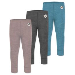 Normani Outdoor Sports 3er Pack Baby Merino Hose Unterhose Tutira in Blau/Anthrazit/Rosa | Gr.: 68