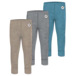 Normani Outdoor Sports 3er Pack Baby Merino Hose Unterhose &bdquo;Tutira&ldquo; in Blau/Grau/Beige | Gr.: 74